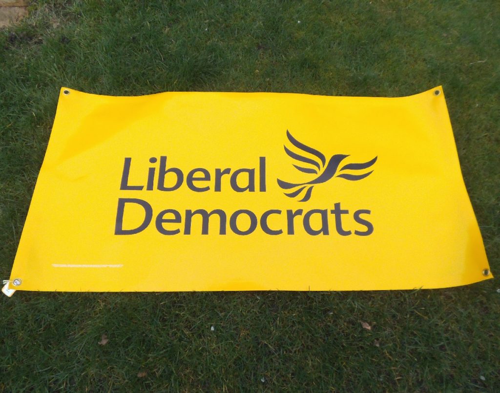 Banner Yellow Printed Black Bird | Lib Dem Image