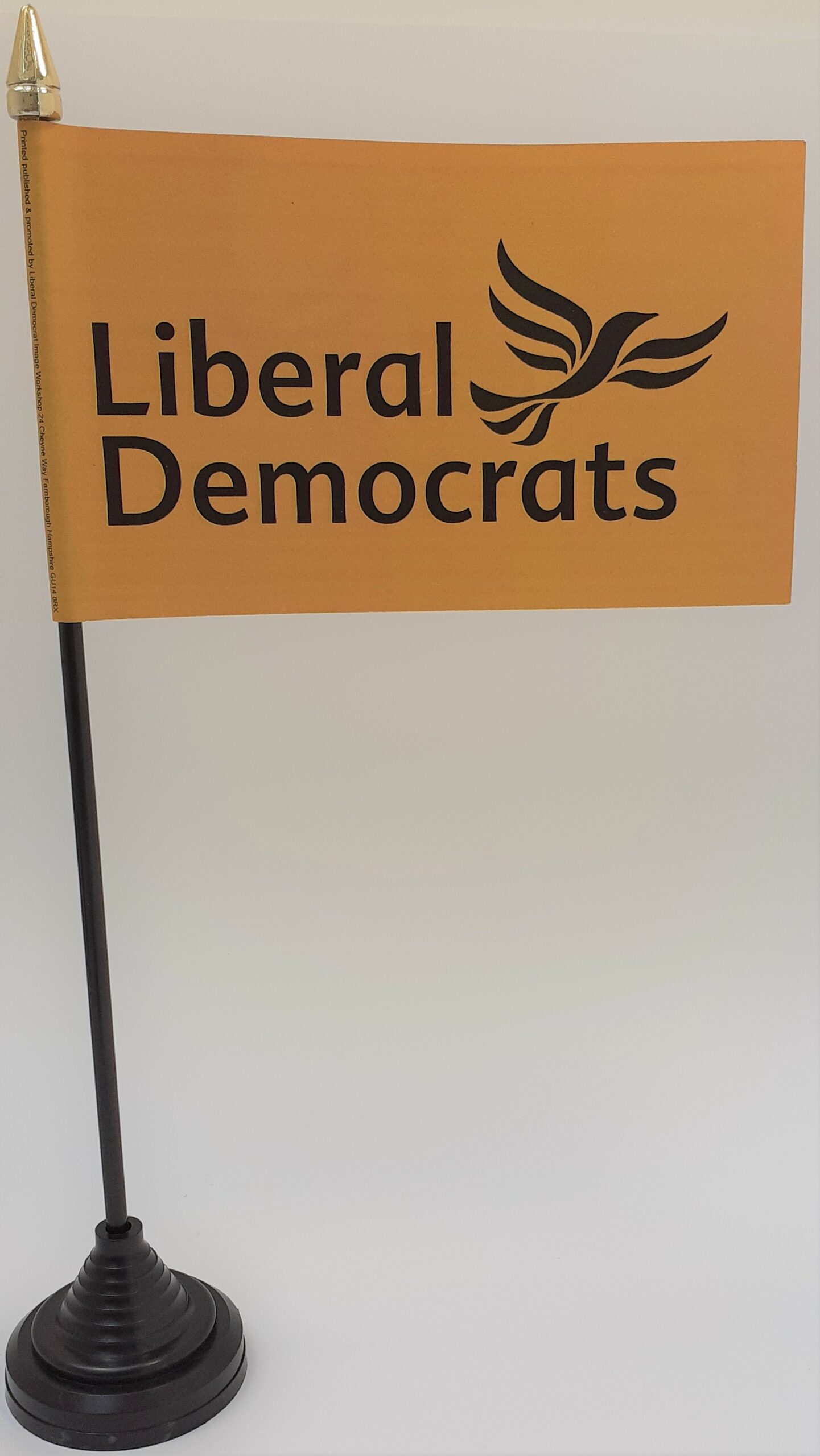 Gold printed table flag | Lib Dem Image