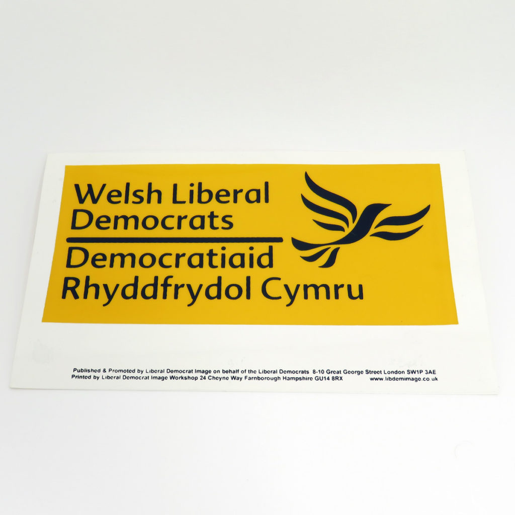 W 1234 Welsh Car Sticker 200 x 100mm Gold with black print | Lib Dem Image